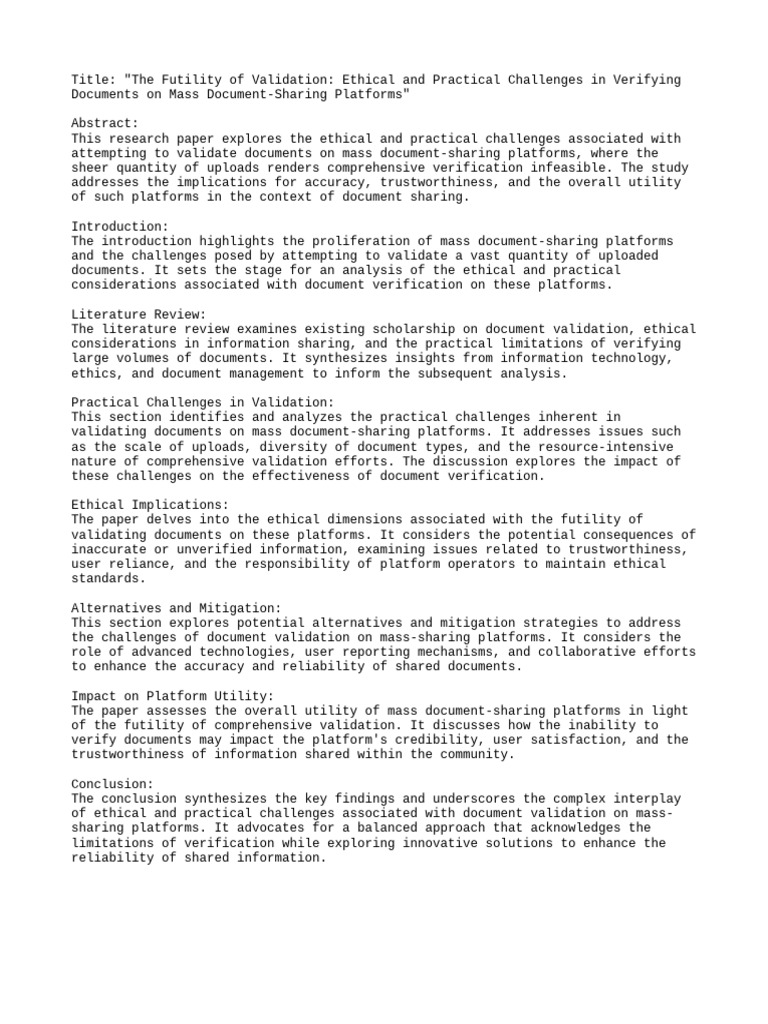 The Futility of Validation: Ethical and Practical Challenges in ...