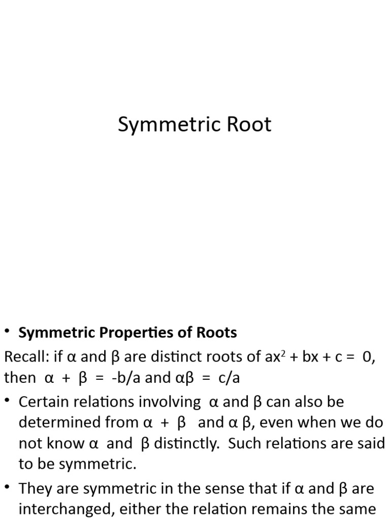 Symmetric Root | PDF | Quadratic Equation | Mathematics