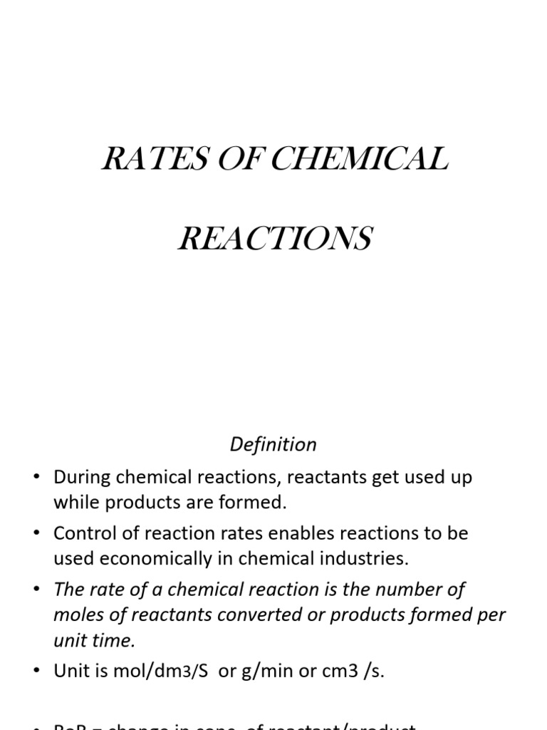 Rates of Chemical Reaction - Powerpoint | PDF | Reaction Rate ...