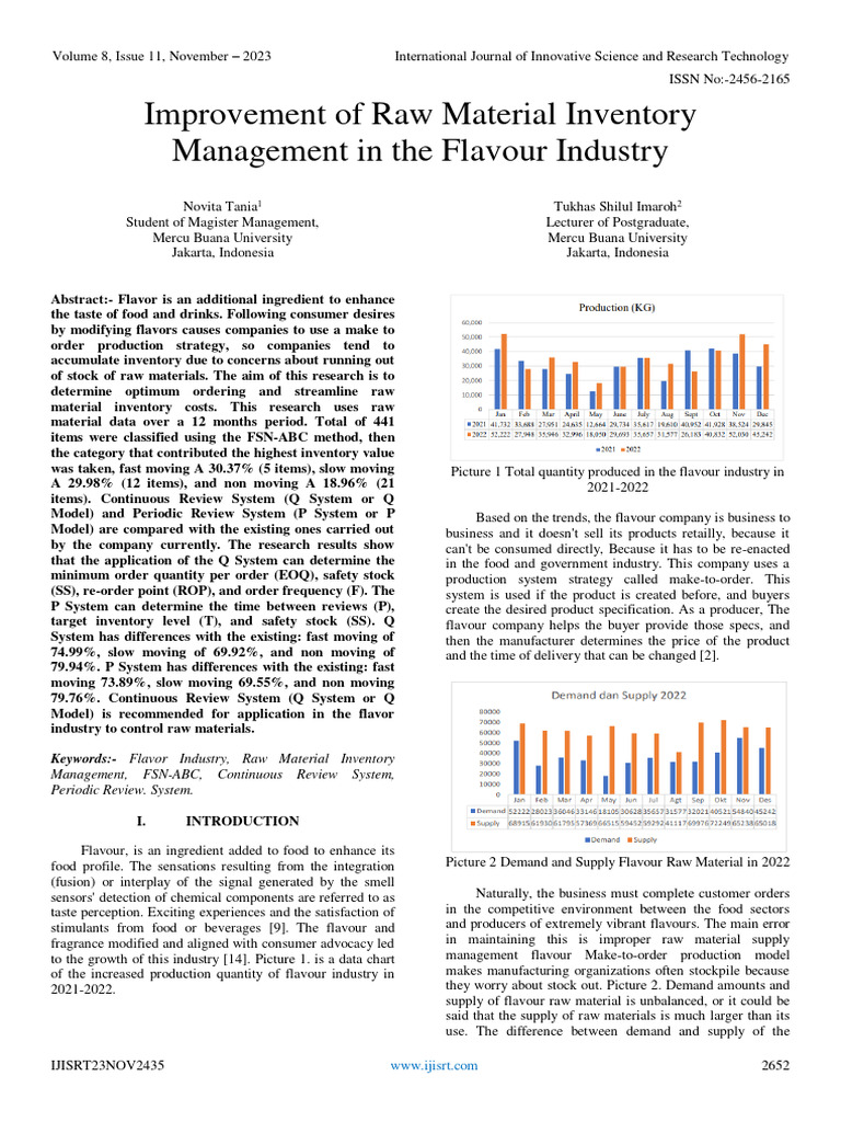 Improvement of Raw Material Inventory Management in The Flavour ...