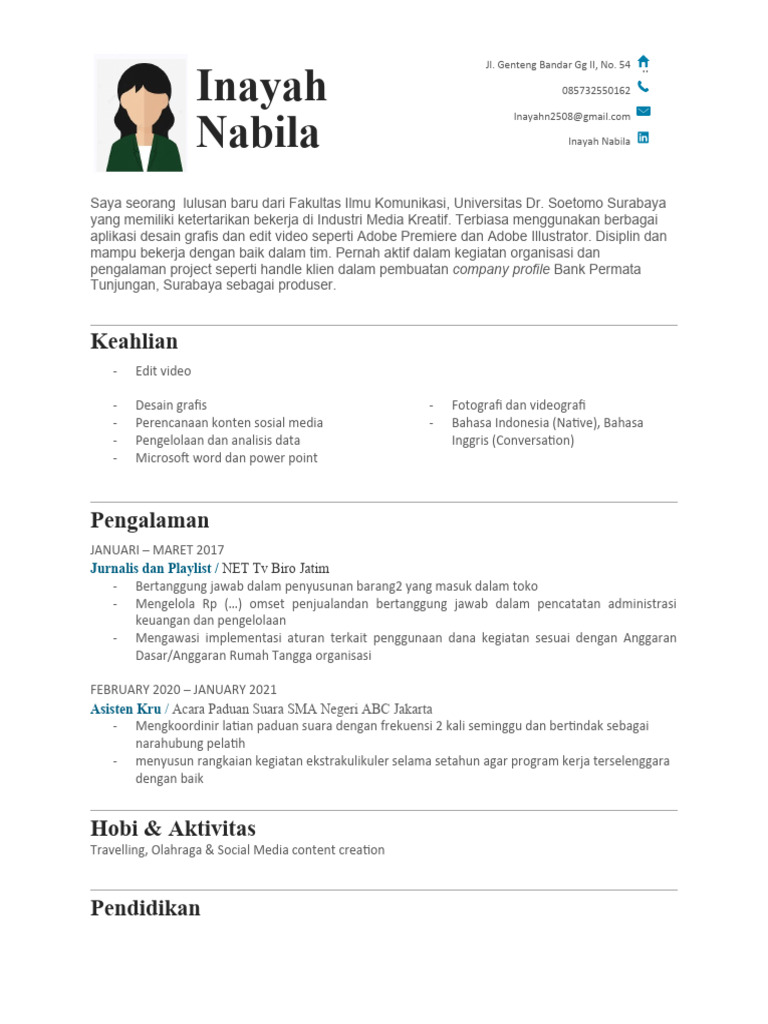 Template CV by Vina Muliana | PDF