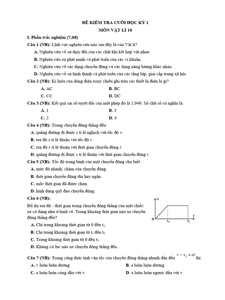 KT cuối kì 1 - Đề KT + HDC | PDF
