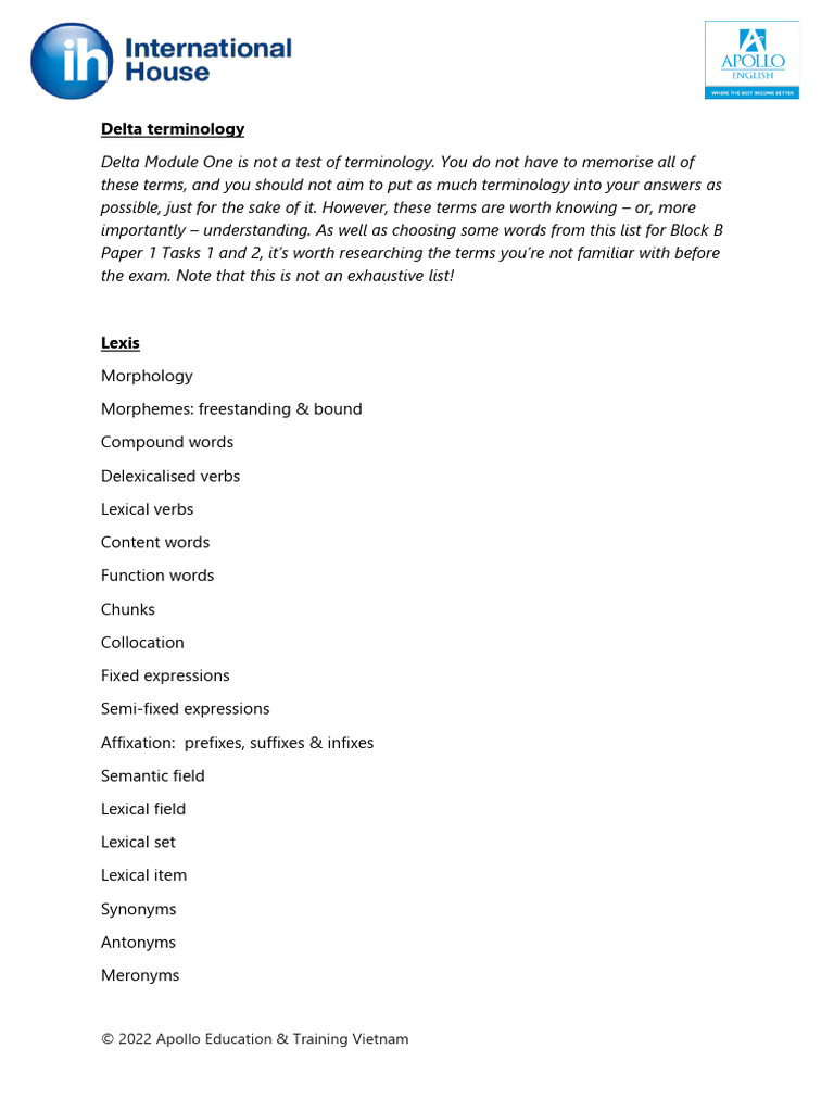 Delta Terminology | PDF | Lexical Semantics | Stress (Linguistics)