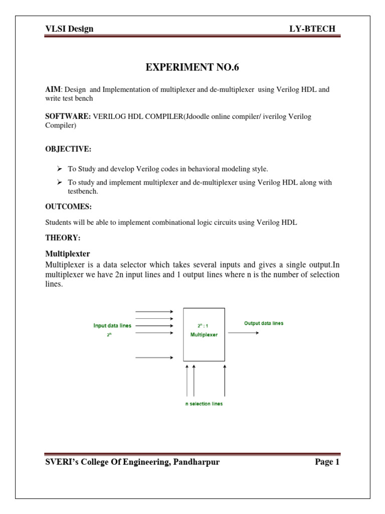 Vlsid - Expt 6 | Download Free PDF | Hardware Description Language | Electrical Engineering