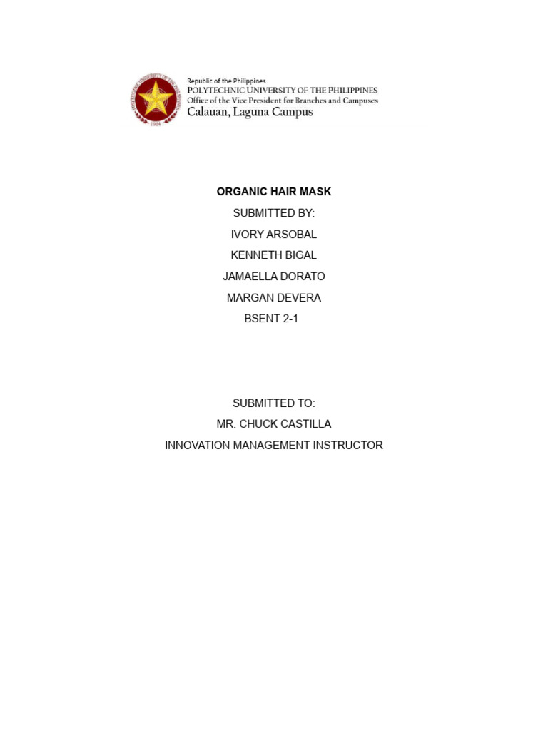 Organic Hair Mask Formulation Guide | PDF | Hair