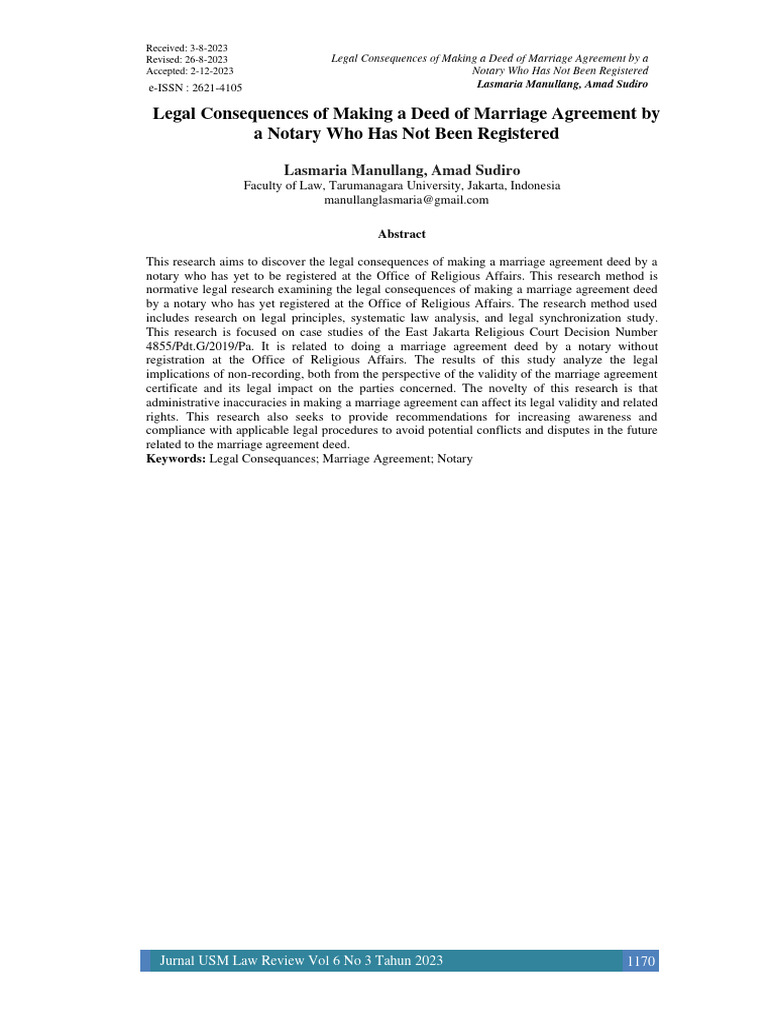 Lasmaria Manullang, S.H., M.KN - Legal Consequences of Making A Deed of ...