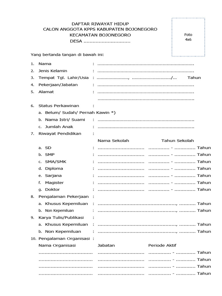 CV Calon Anggota KPPS Bojonegoro | PDF | Karier & Perkembangan ...