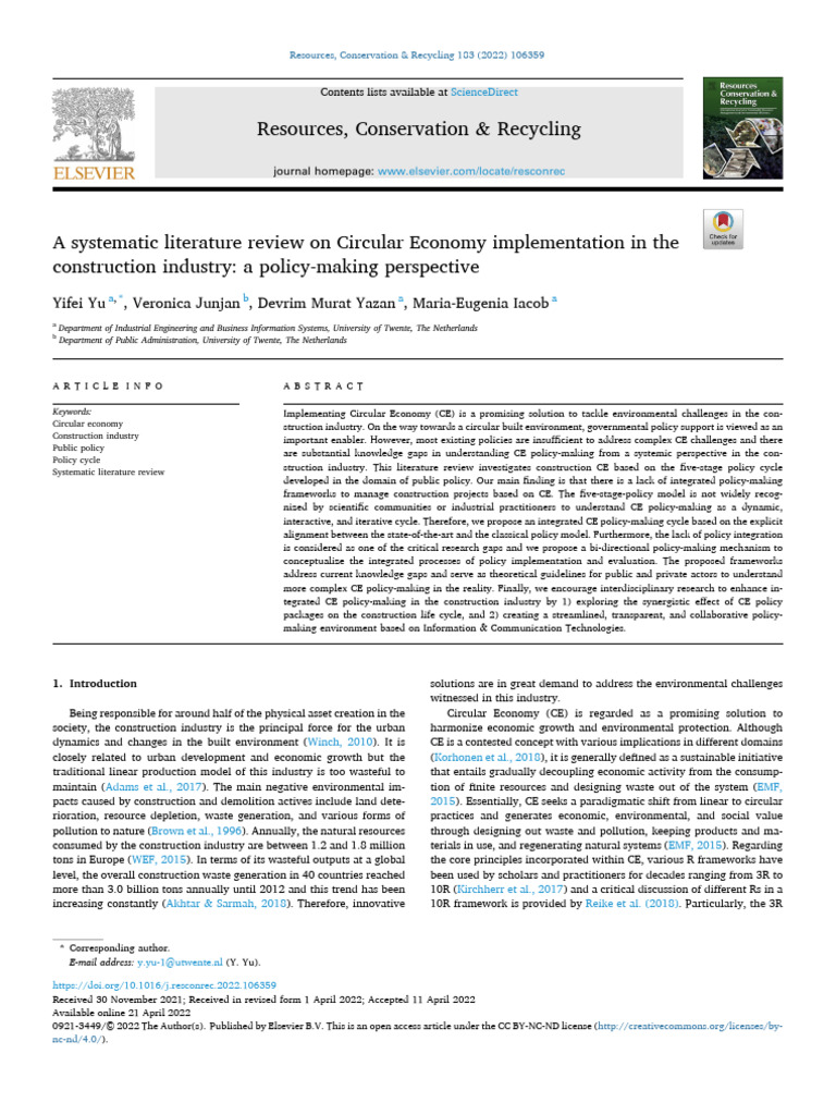 A Systematic Literature Review On Circular Economy Implementation in ...