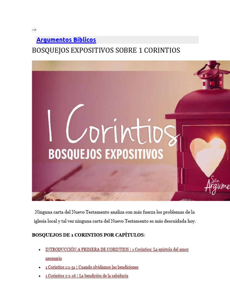 Bosquejos Expositivos Sobre 1 Corintios | PDF | Religión y espiritualidad