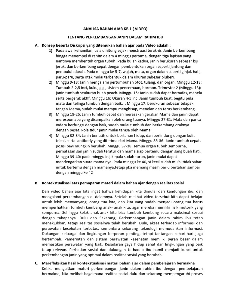 Analisa Bahan Ajar KB 1 - Umi - Modul 2 | PDF