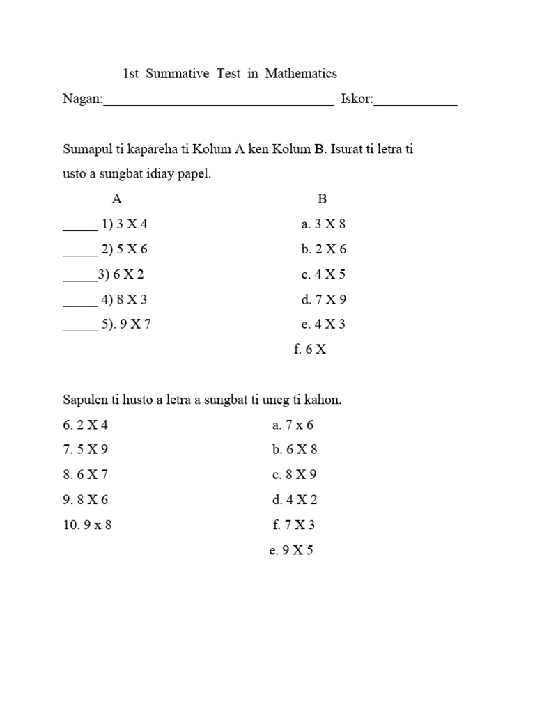 1 Summative Test Q2 | PDF