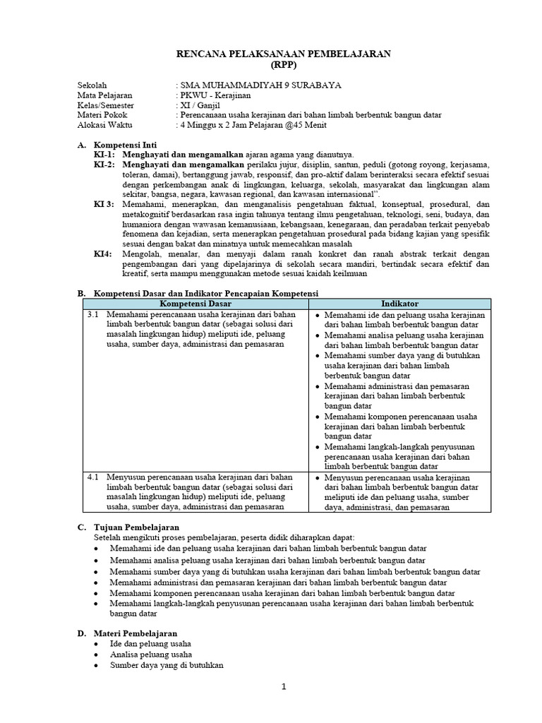 Perangkat Prakarya KWU - 11 | PDF | Seni