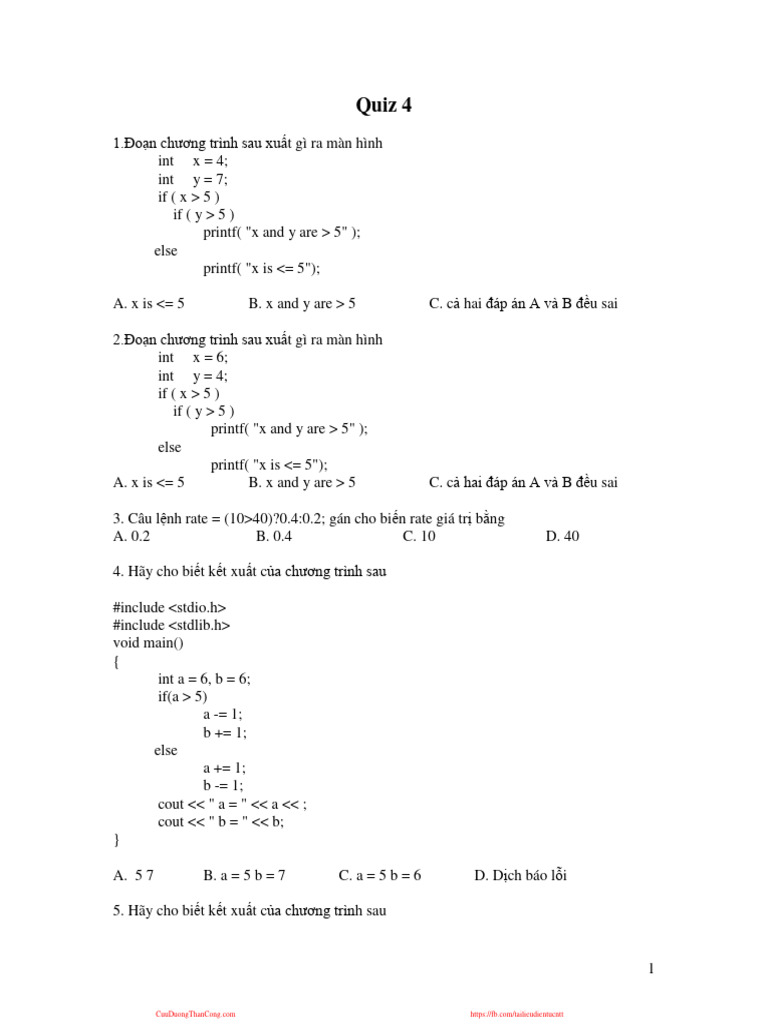 Nhap-Mon-Lap-Trinh - Tran-Giang-Son - Quiz-4 - (Cuuduongthancong - Com) | PDF