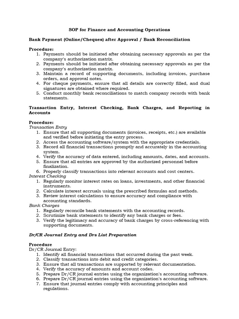Combined SOP For Finance and Accounting Operations - Siddhi & Sarika ...