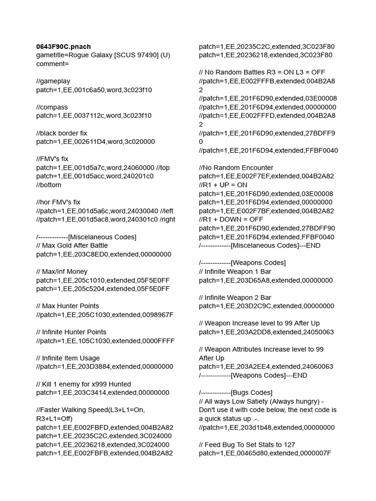 Rogue Galaxy Pnach File | PDF | Video Game Gameplay | Role Playing Games