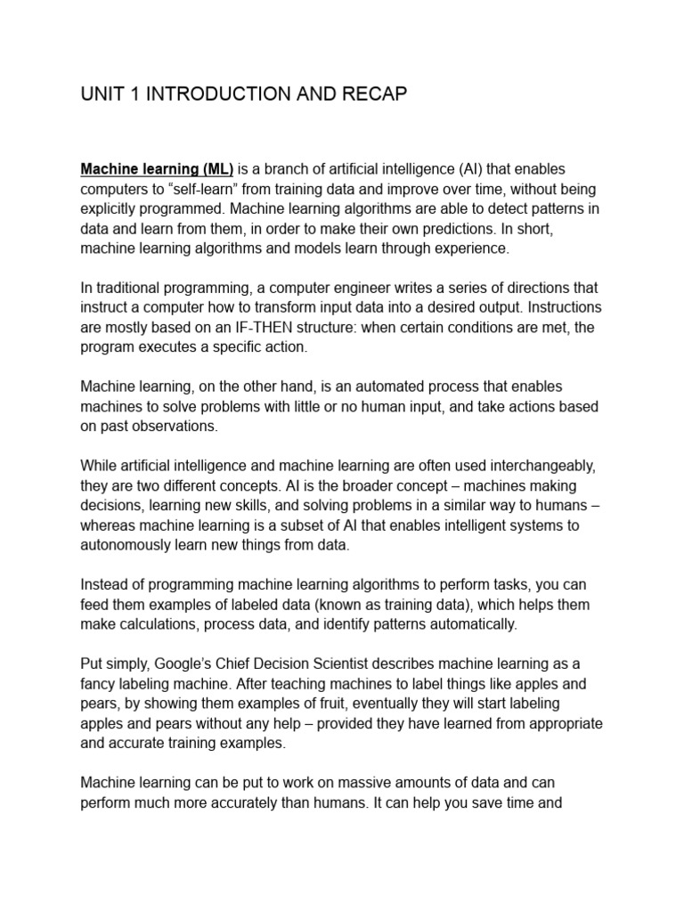Machine Learning - Ii Unit 1 | PDF | Machine Learning | Artificial ...