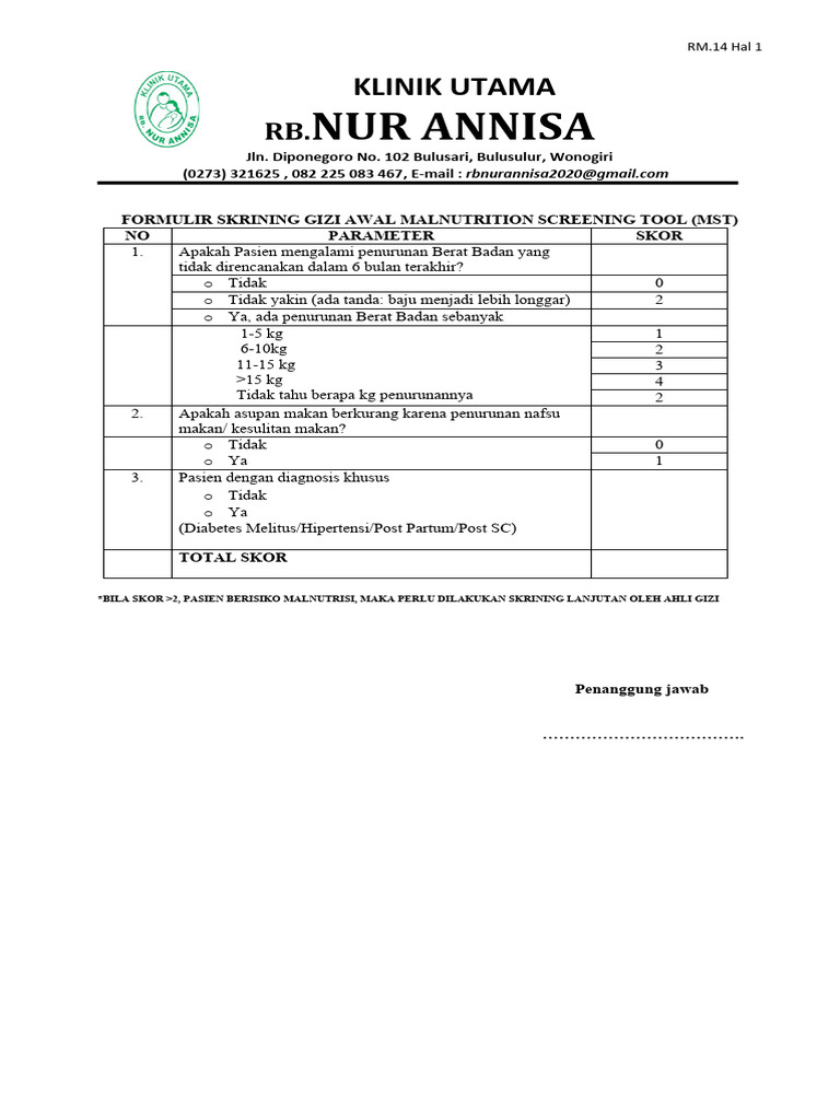 Form Skrining MST Dan Asuhan Gizi | PDF | Kesehatan Holistik