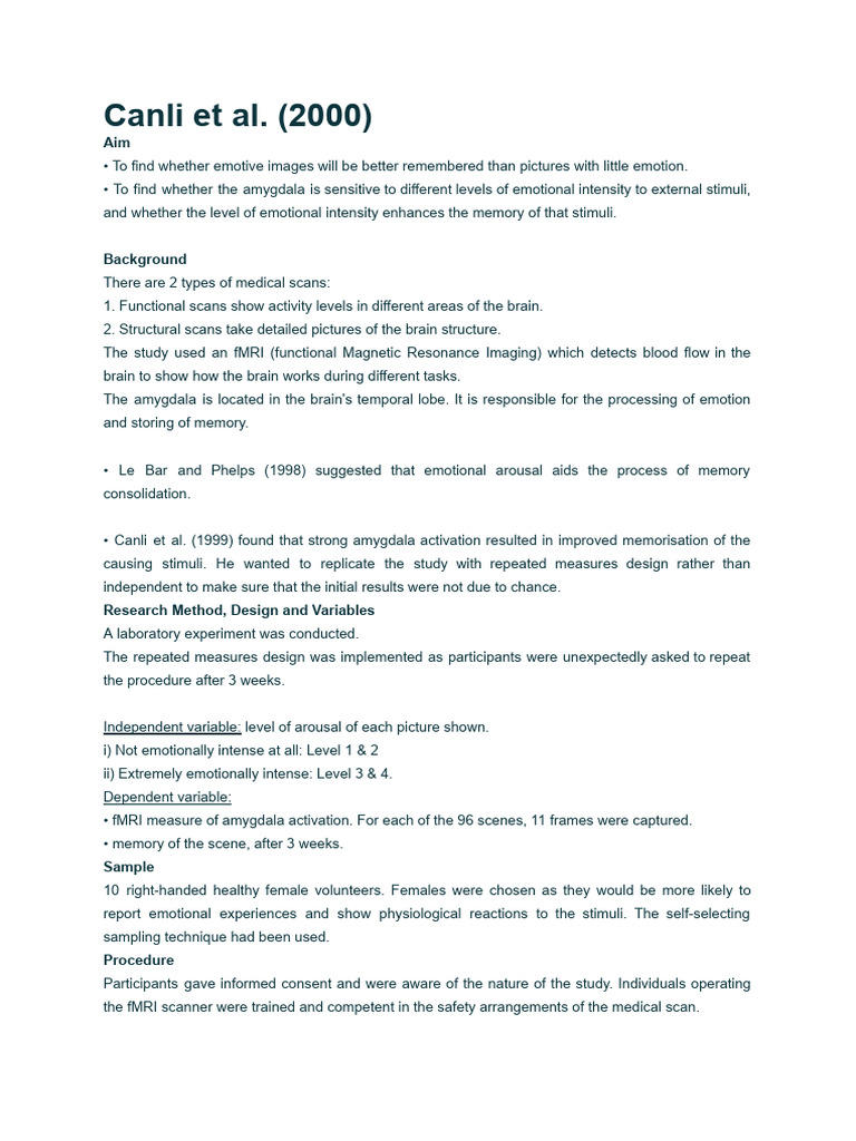 Canli Et Al Psychology As Notes | PDF | Rapid Eye Movement Sleep | Sleep