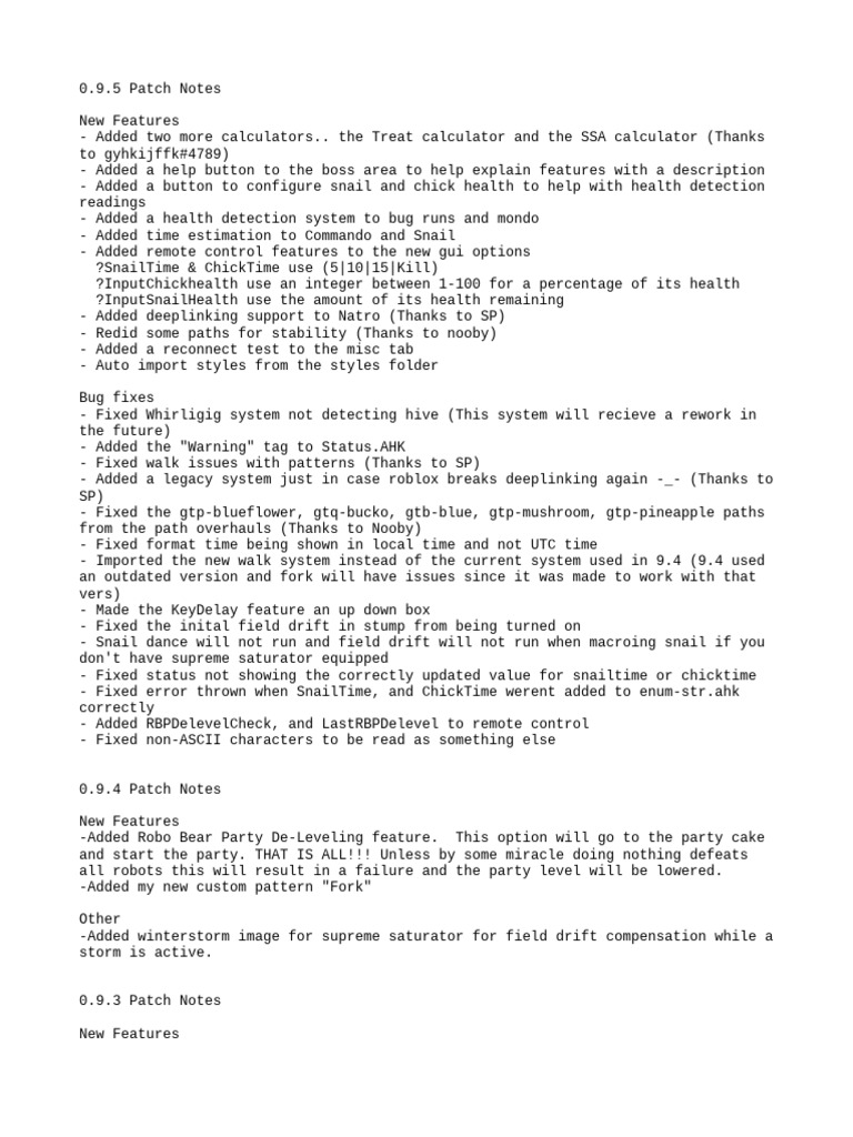 Natro Macro Patch Notes | PDF | Software Bug | Software