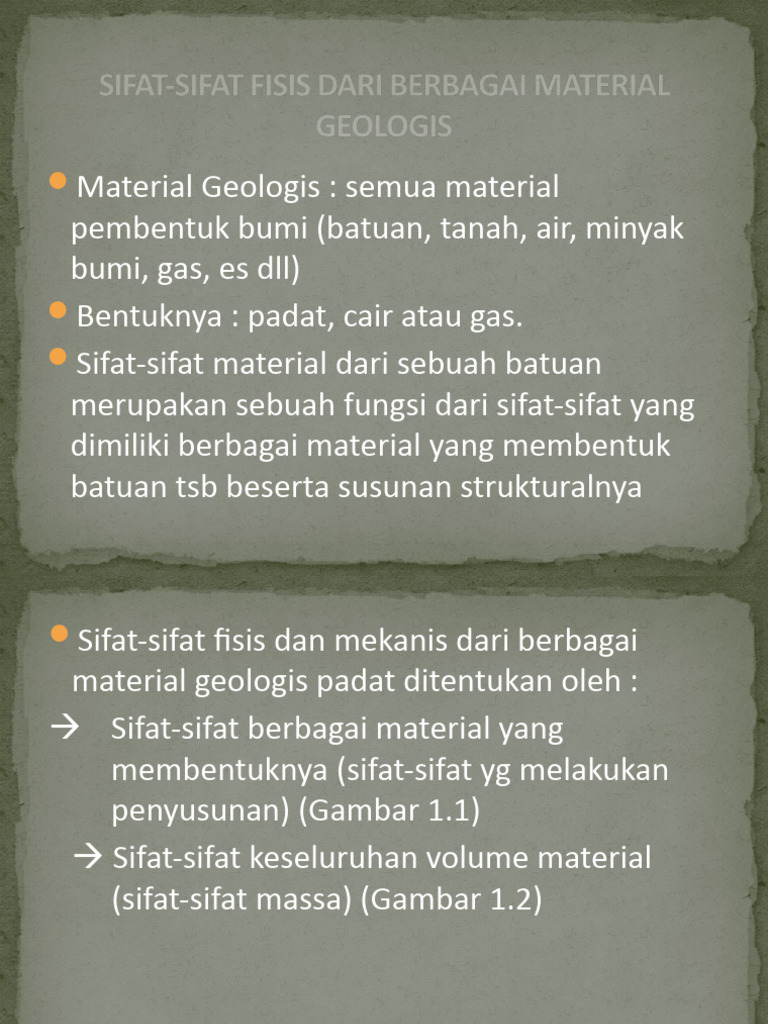 Sifat-Sifat Fisis Dari Berbagai Material Geologis | PDF