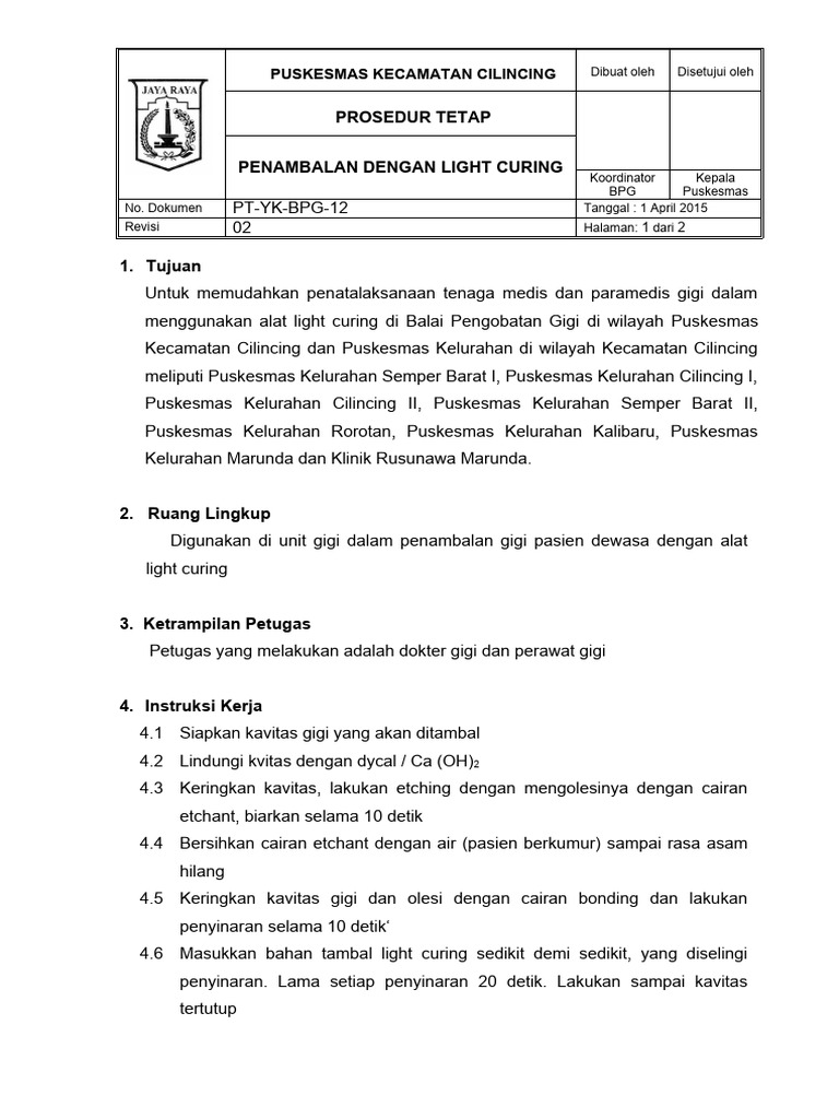 Penambalan Dengan Light Curing | PDF
