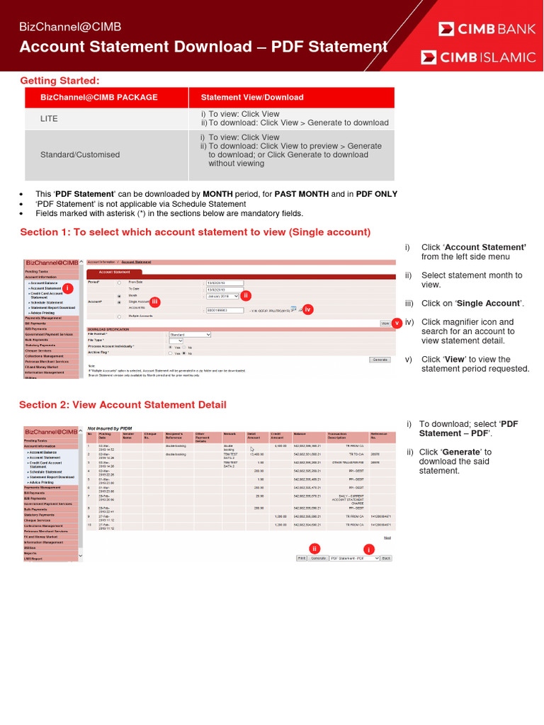 5 1 Bizchannel Cimb Online Banking PDF Account Statement Download | PDF ...