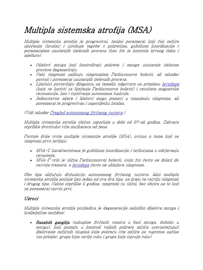 Multipla Sistemska Atrofija | PDF