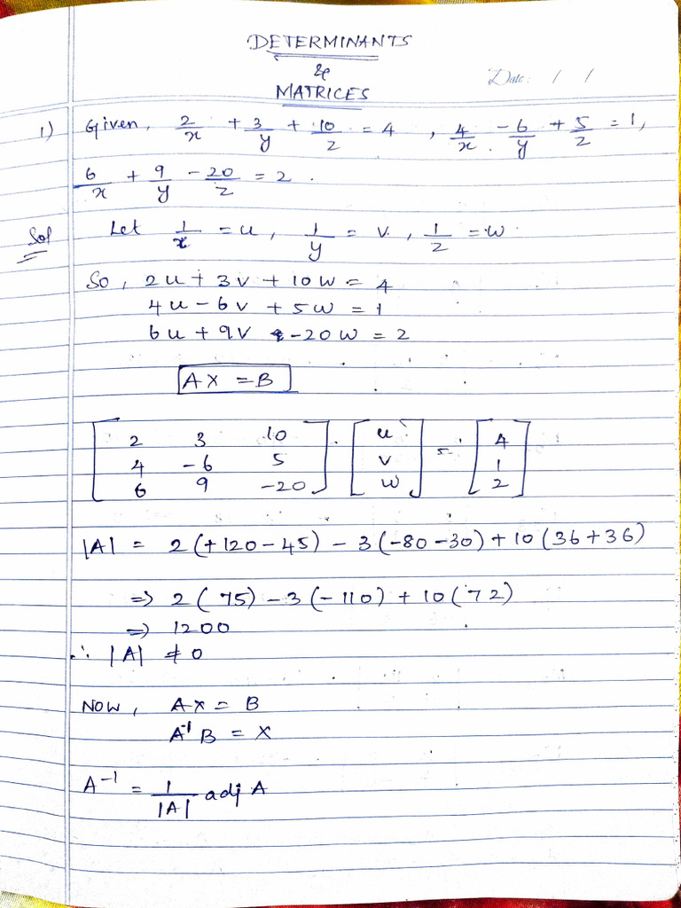 Matrices and Determinant - 1 | PDF | Matrix Theory