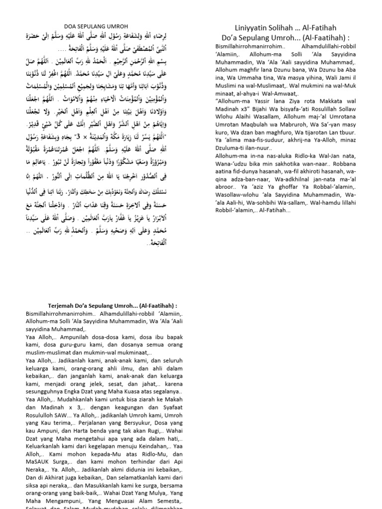 Doa Sepulang Umroh | PDF