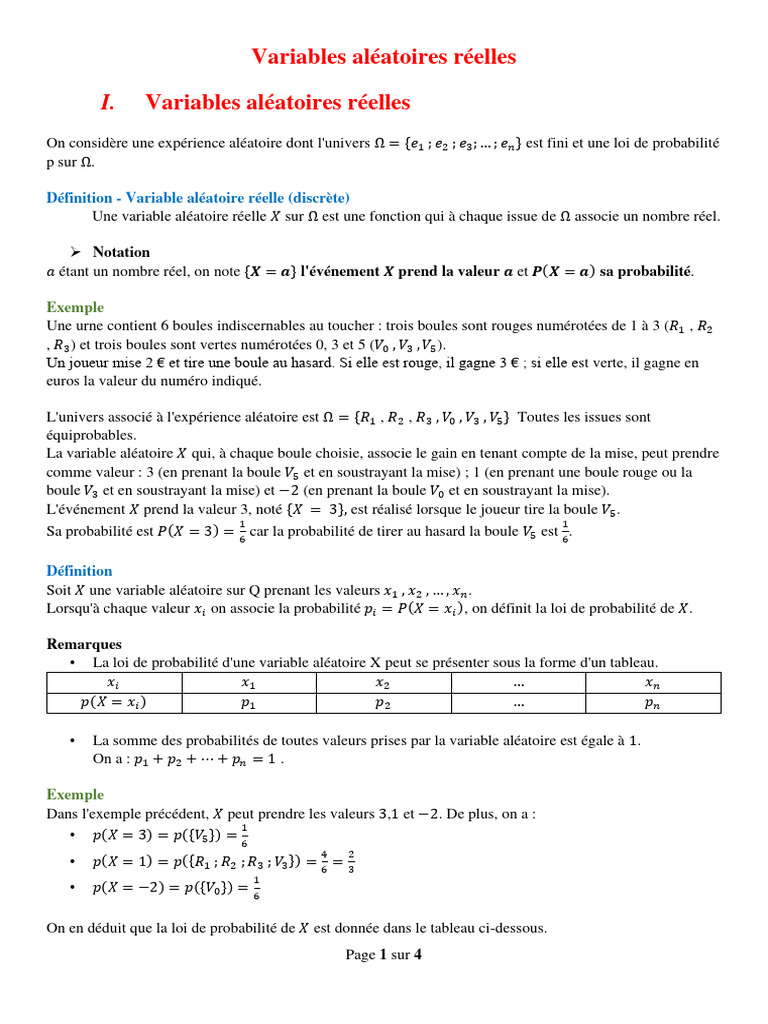 Variable Aléatoires | PDF