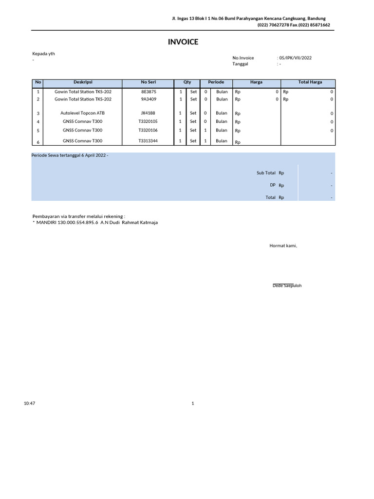 Invoice Alat Ukur | PDF