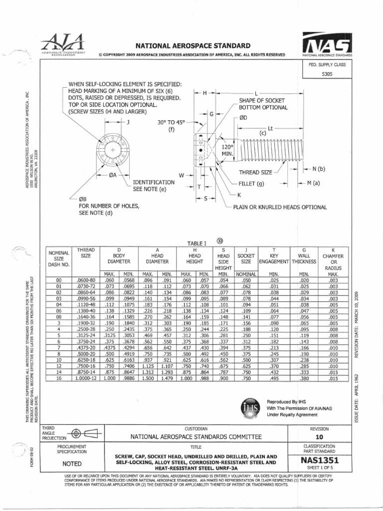 Nas 1351 | PDF | Screw | Mechanical Engineering
