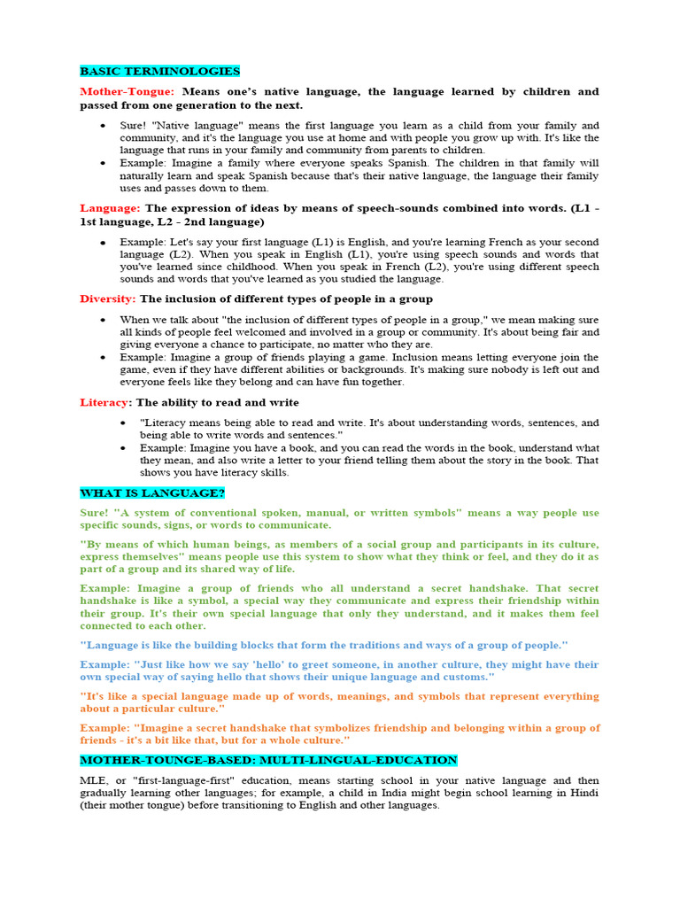 Basic Terminologies | PDF | Second Language | Literacy