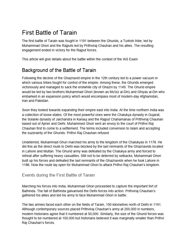First Battle of Tarrain | PDF