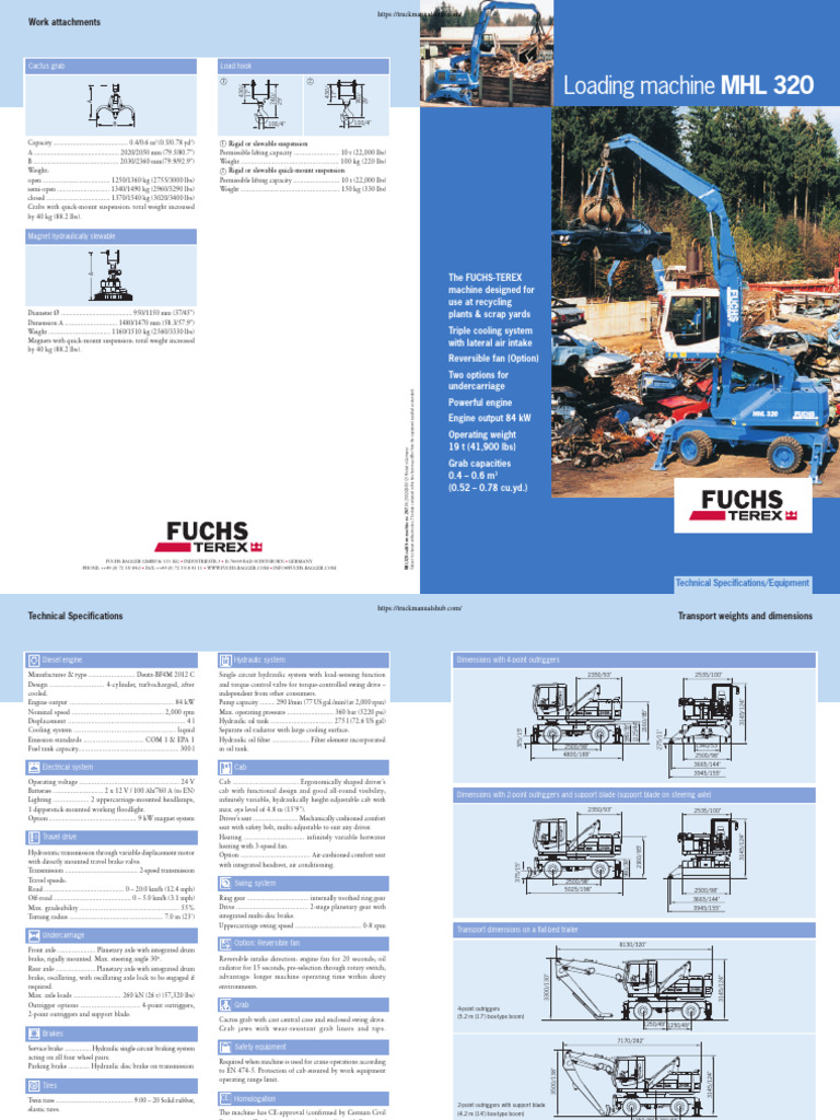 Fuchs MHL 320 Technical Specifications | PDF