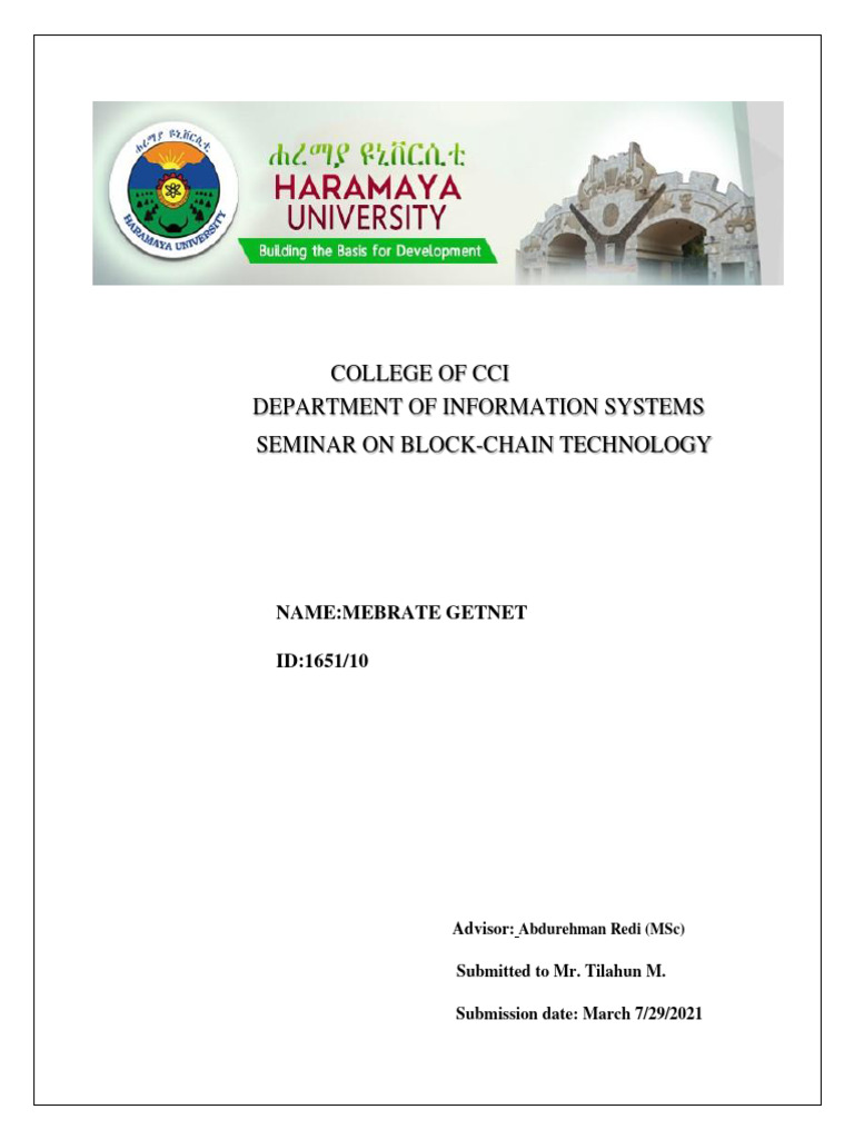 Block Chain Seminar-Mebrate | PDF | Computers