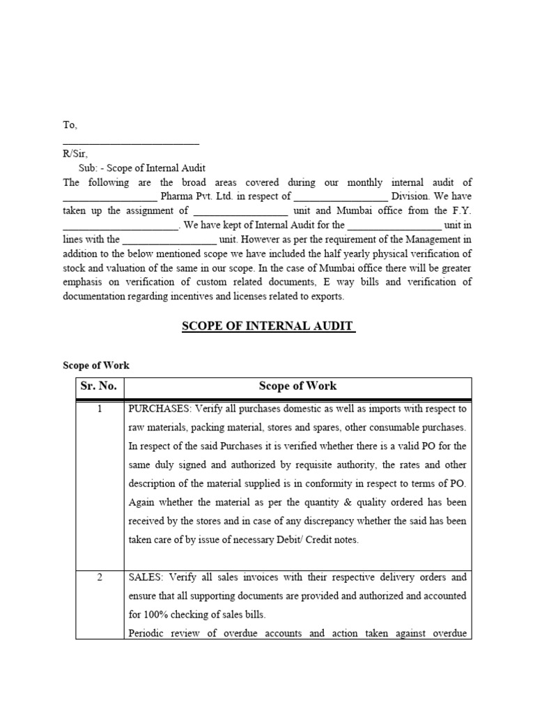 Scope of Internal Audit - R | Download Free PDF | Accounting | Expense