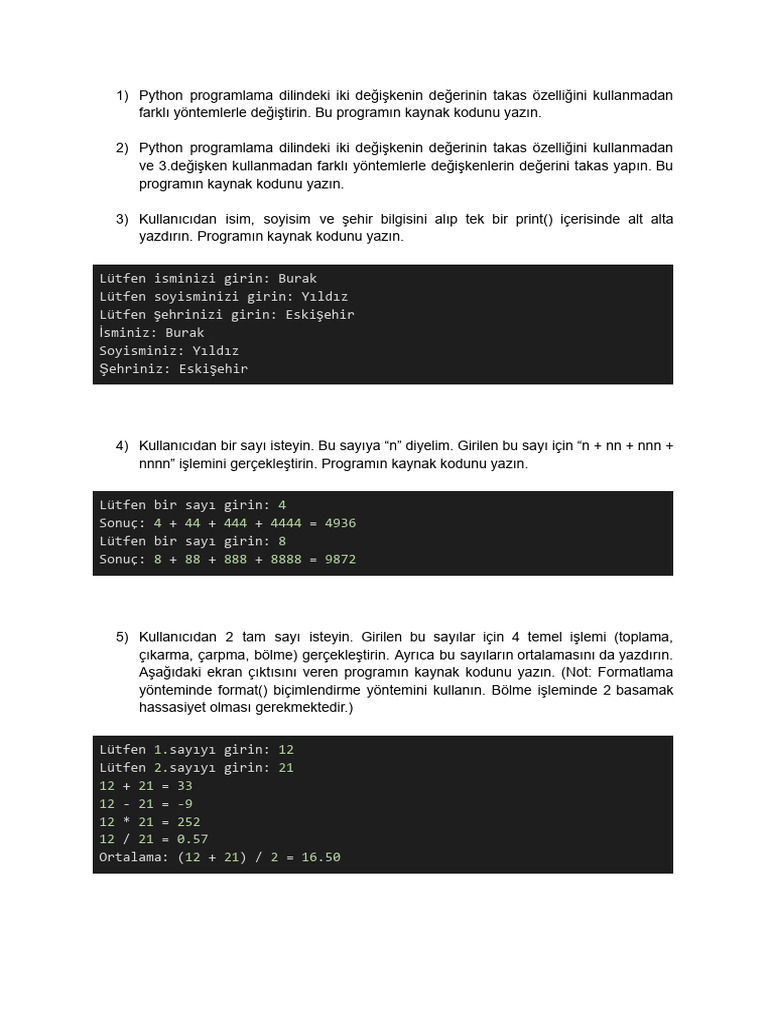 Python Uygulamalar 1 | PDF