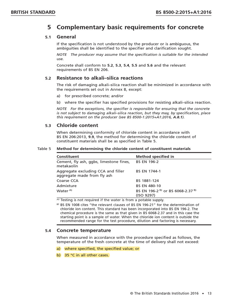 BS 8500-2 Concrete Tempreture | Download Free PDF | Concrete ...