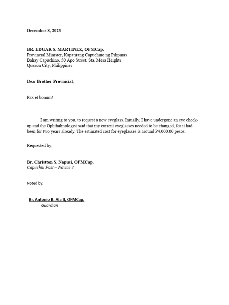 Eye Glass Request | PDF