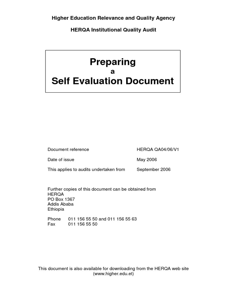 HERQA Preparing Self Evaluation Document | PDF | Finance & Money Management