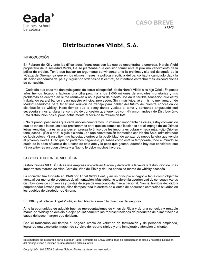 Caso Pràctico Distribuciones Vilob S.A. | PDF | Economias | Business