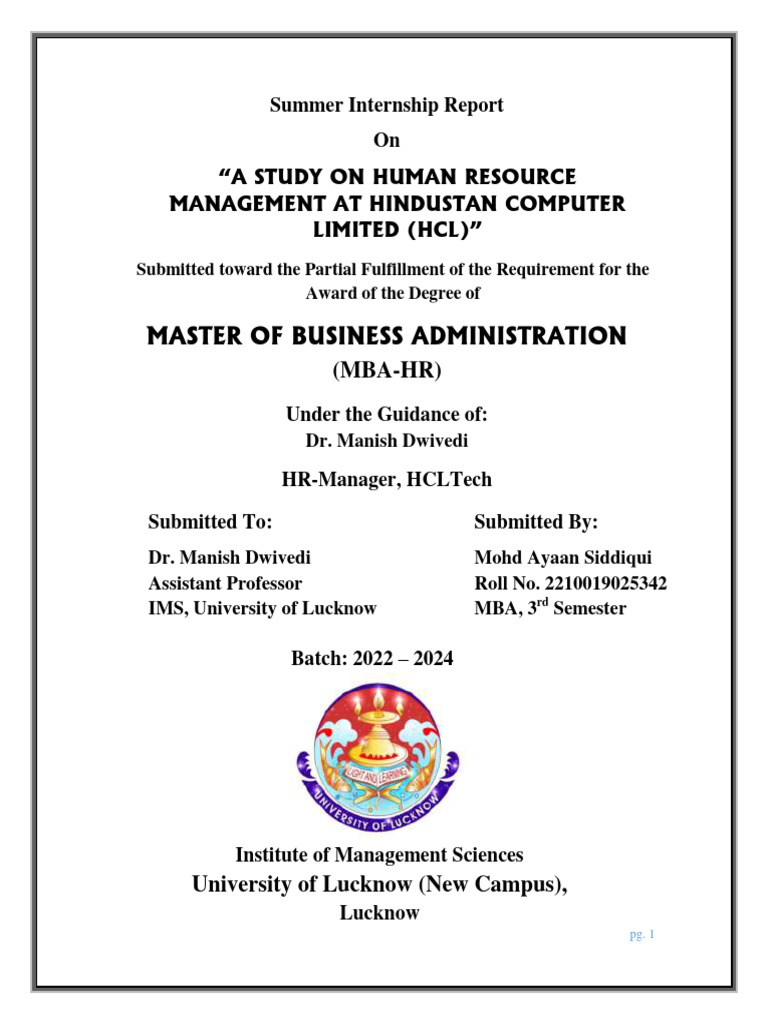 HR Management Study at HCL Technologies | PDF | Human Resource ...