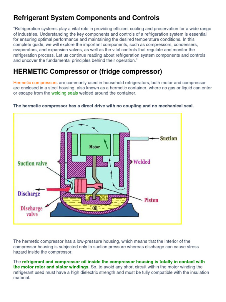 Refrigerant System Components and Controls | PDF | Refrigerator ...