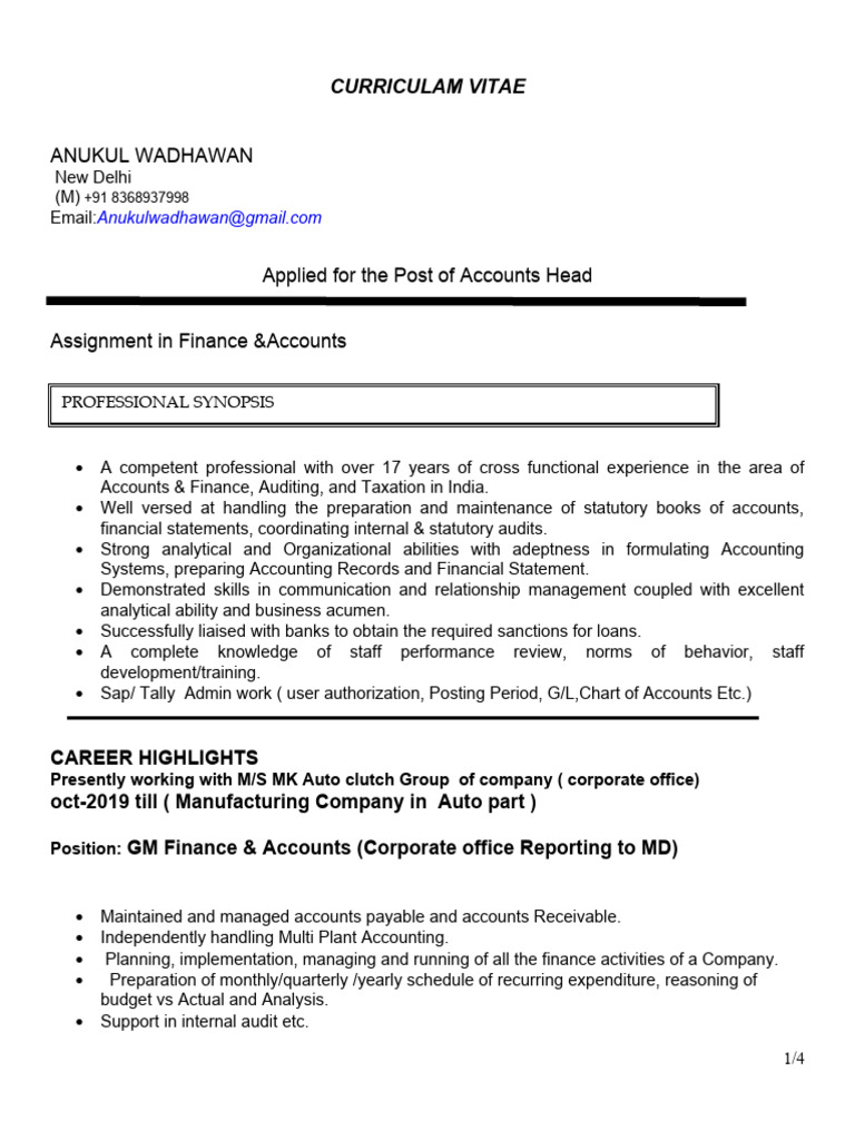 Anukul Wadhawan Resume | PDF | Audit | Regulatory Compliance Anukul Wadhawan Resume | PDF | Audit | Regulatory Compliance