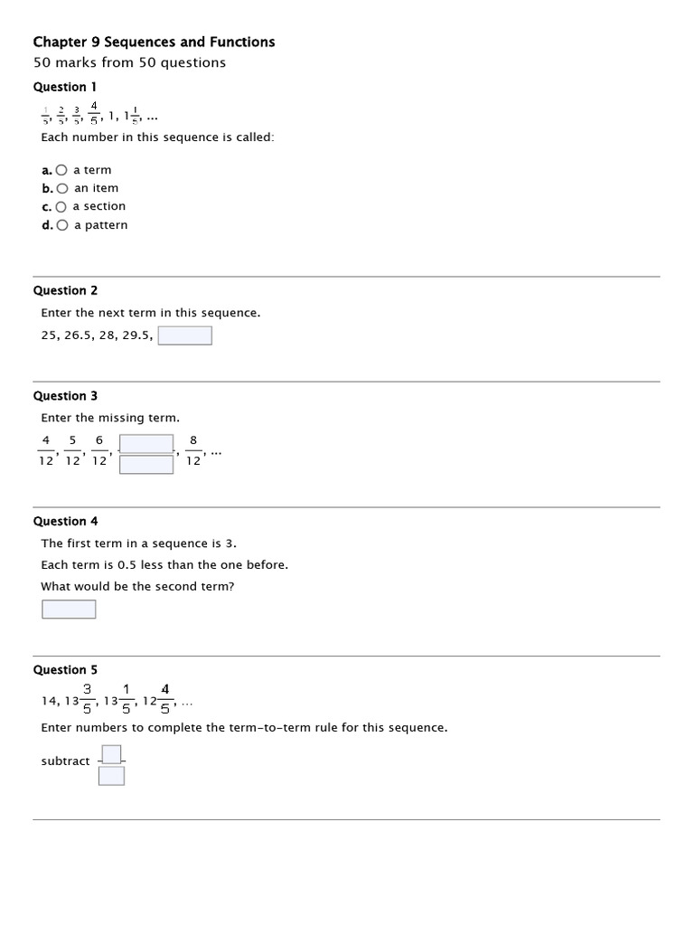 Chapter 9 Sequences and Functions | PDF | Function (Mathematics) | Numbers