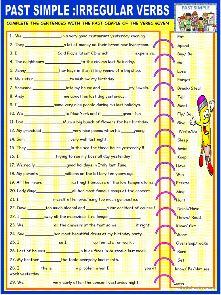 Grammar Worksheet - Past Simple Irregular Verbs + Key | PDF