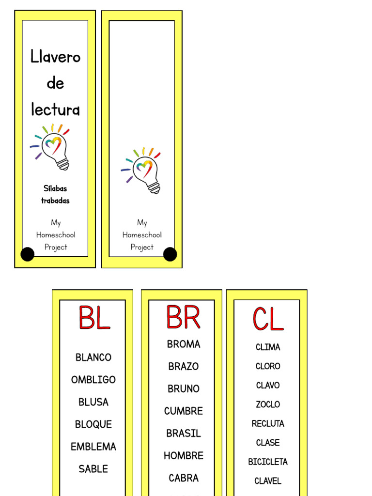 Llavero de Lectura Con Sílabas Trabadas - My Homeschool Project | PDF