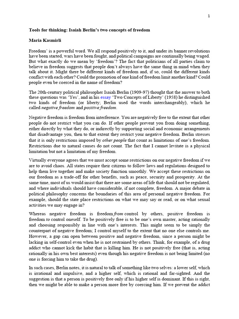 2 Concepts of Freedom | PDF | Political Theories | Philosophical Theories