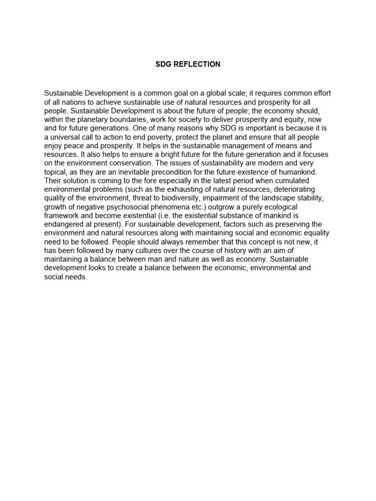 SDG Reflection | PDF